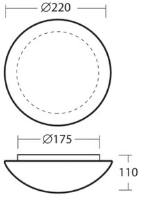 Osmont 40010 Aura 1, stropní svítidlo z triplexového skla, 1x7W E27, prům. 22cm, IP43 II