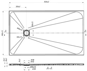 BPS-koupelny Obdélníková akrylátová sprchová vanička HYD-OSV-RIKO 150x90 černá