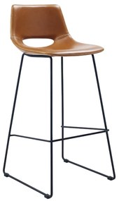 OnaDnes -20% Koňakově hnědá koženková barová židle Kave Home Zahara 76 cm