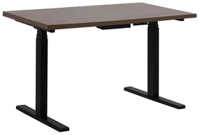 Elektricky nastavitelný psací stůl 130 x 72 cm tmavé dřevo/černý DESTIN II Beliani