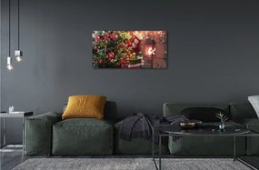 Obraz na skle Ozdoby vánoční strom dárky 125x50 cm