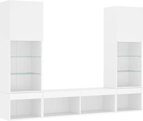 5dílná obývací stěna s LED osvětlením bílá kompozitní dřevo 3216690