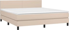 Box spring postel matrace a LED cappuccino 180x200cm umělá kůže 3134122