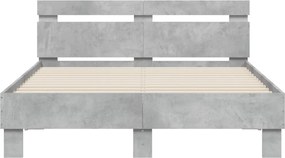 Rám postele s čelem a LED osvětlením betonově šedý 120 x 190 cm 3207577
