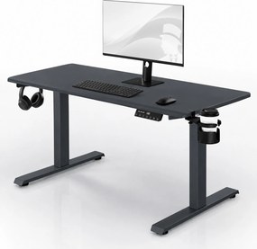 Elektrický stůl s regulací výšky ergonomický antracitový,1400x700 mm: ARIA