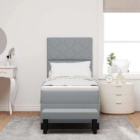 Postel s boxspringem s čelo Světle šedá 80 x 200 cm textil 3344100
