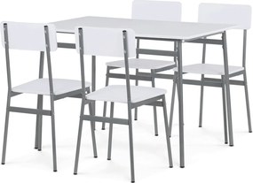 Jídelní set s 4 židlemi AUT-O2156 OAK, mdf, divoký dub (110 x 70) cm bílá