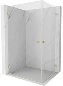 Mexen Lunar-B Duo, výklopný sprchový kout 100 x 70 cm, 8mm čiré sklo, zlatý matný profil, 832-100L-070P-55-00