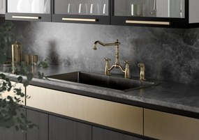 F-Design Lacrima, 3-otvorová dřezová baterie s výsuvným samostatným výtokem, retro bronzová, FD1-LRA-8-66
