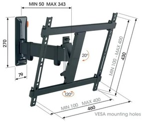 TVM 3423 - Robustní držák s flexibilním ramenem | TV 32"-65" | Nosnost 25Kg