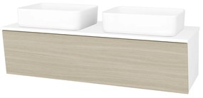 Dřevojas Koupelnová skříň INVENCE SZZ 125 (2 umyvadla Joy) Varianta: L01 Bílá vysoký lesk / D01 Beton