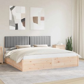 Rám postele s čalouněným čelem s čelo Světle šedá 200 x 200 cm 3398209