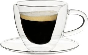 Termo sklenice, set 2 ks, šálek Heart s podšálky, ve tvaru srdce, 150 ml, HOTCOOL TYP 5