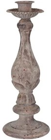 Šedý antik kovový svícen ArtFerro na úzkou svíčku - Ø 12,5*33cm