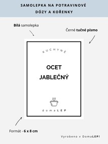 Samolepka na láhev OCET JABLEČNÝ – bílá, 6 x 8 cm, tučné písmo