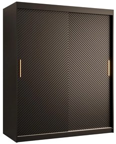 Šatní skříň Riflo Slim 1 | 150 cm | reliéf rybí kosti | černá
