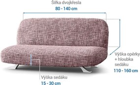 Bielastické potahy GRAFITI NOVÉ kaštanově hnědé dvojkřeslo s dřevěnými rukojeťmi (š. 80 - 140 cm)