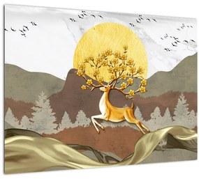 Skleněný obraz jelena (70x50 cm)