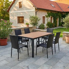Vikio Zahradní ratanový set 140x80 pro 6 osob DT276-P2 přírodní