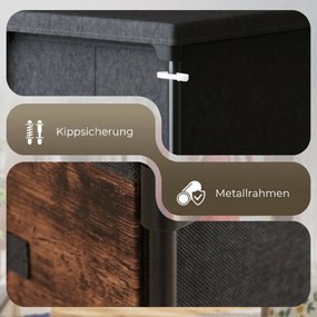 HOMCOM komoda se 8 látkovými zásuvkami šetřící místo, průmyslový kovový rám do ložnice, koupelny a obývacího pokoje — rustikální hnědá, 84,5 × 30,5 ×…