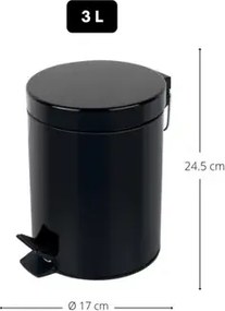 Spirella SYDNEY pedálový odpadkový koš 3 L černá / ocel