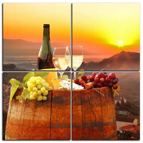 Obraz na plátně - Láhev vína na vinici - čtverec 3152E (60x60 cm)