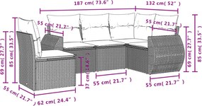5dílná zahradní sedací souprava s poduškami černá polyratan 3253703