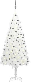 vidaXL Umělý vánoční stromek s LED a sadou koulí 210 cm [3077635] Barva: Bílá