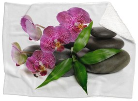Deka Orchidej na kamenech (Rozměr : 200 x 140 cm, Podšití beránkem: ANO)