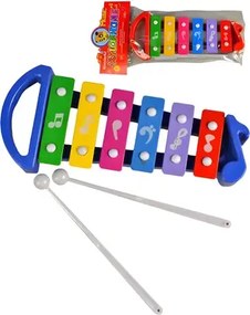 Xylofon dětský barevný / Hudební nástroj / Kov a plast / 25 cm / 2 pal