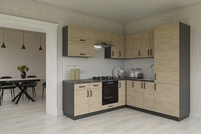 Casarredo - Komfort nábytek Rohová kuchyňská linka 230x230 HORLY R3P dub přímořský/grafit