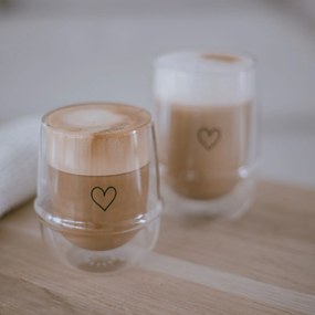 Eulenschnitt Dvoustěnná sklenice na cappuccino Heart 220 ml, čirá barva, sklo