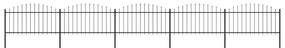 Zahradní plot s kopím nahoře ocelový 838 x 150 cm černý 277734