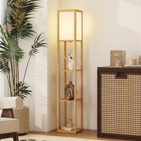 HOMCOM stojací lampa s 3 policemi, stojací svítidlo s objímkou E27, 26 x 160 cm, do obývacího/pokojového prostoru (Bez žárovky)
