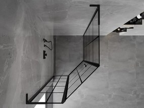 Mexen Mist L, pětiúhelníkový sprchový kout s křídlovými dveřmi, 90 x 100 cm, 8mm čiré sklo, černý profil, 8A8L-090-100-70-77-L