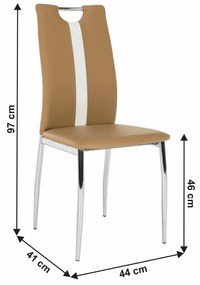 TEMPO Židle, béžová / bílá ekokůže + chrom nohy, SIGNA