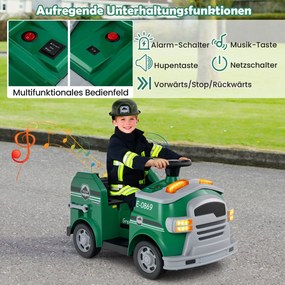 Costway Dětské hasičské pojízdné auto 12 V hasičské auto s lopatou a hasicím