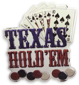 Plechová závěsná cedule - TEXAS HOLD'EM - POKER