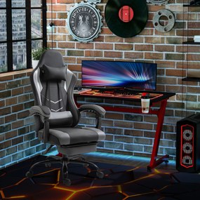 Herní křeslo Vinsetto, výškově nastavitelné, s opěrkou hlavy a bederním polštářem, ergonomické, do 120 kg, s podnožkami, černé | Aosom.de