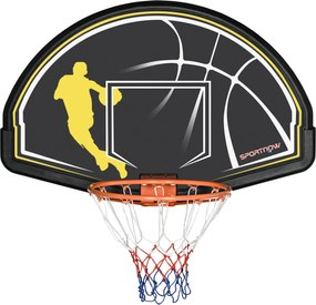 SPORTNOW Nástěnné basketbalové koše se zpětnou deskou a kruhem pro interiér a exteriér 110x90x70 cm Černá a žlutá | Aosom