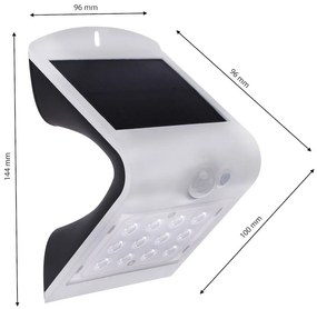 Exteriérové ​​solární nástěnné LED svítidlo Butterfly, 1x LED 1,5w, bílá, pohybový senzor