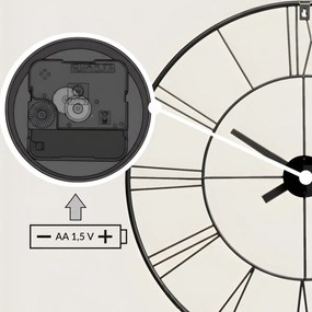 Nástěnné hodiny v industriálním stylu ARATIO černé, Ø 70 cm