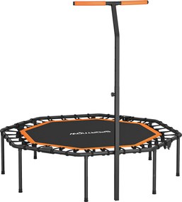 SPORTNOW Fitness trampolína, tréninková trampolína s nastavitelnou rukojetí, stabilní a tichá, pro interiér, ocel, oranžová