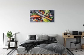 Obrazy na plátně Nůž vlákna příze špenát rajčata 100x50 cm