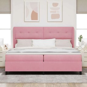 Postel s boxspringem s čelo Růžová 200 x 200 cm samet 3340951