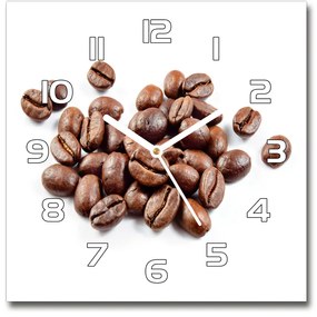 Wallmuralia Skleněné hodiny na stěnu Zrnka kávy 30x30 cm