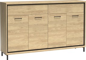 MEDIOLAN | komoda M8 se zásuvkami a policemi + KOVOVÉ NOŽIČKY | 177 cm | natural hikora