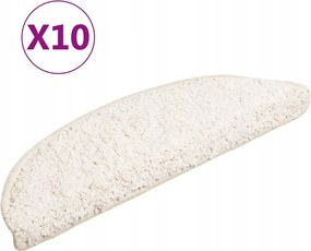 vidaXL Rohože na schody 10 ks 56x17x3 cm Bílé půlkruhové