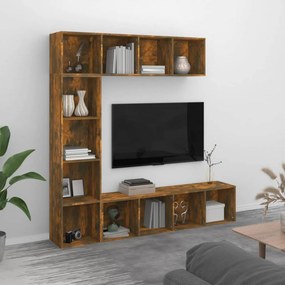 3dílná sada knihoven / TV skříněk kouřový dub 180 x 30 x 180 cm 3152713