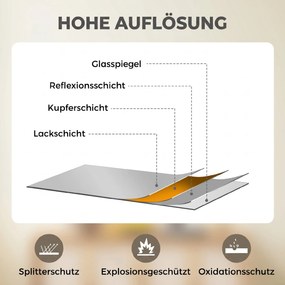 HOMCOM kulaté nástěnné zrcadlo Ø61 cm – stříbrný hliníkový rám